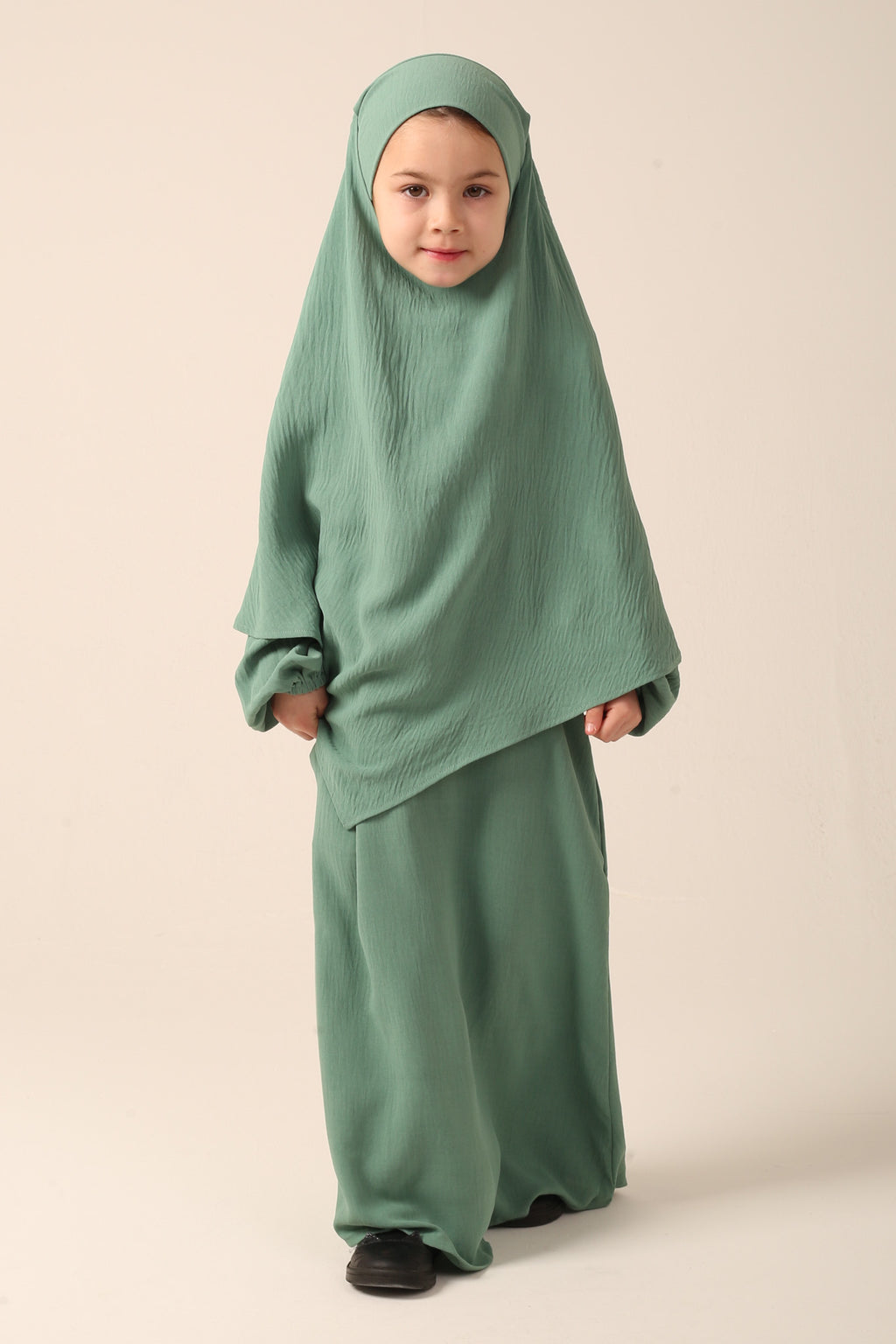 Girls Khimar Set with Abaya - Sage Green – Anaqa Inspired